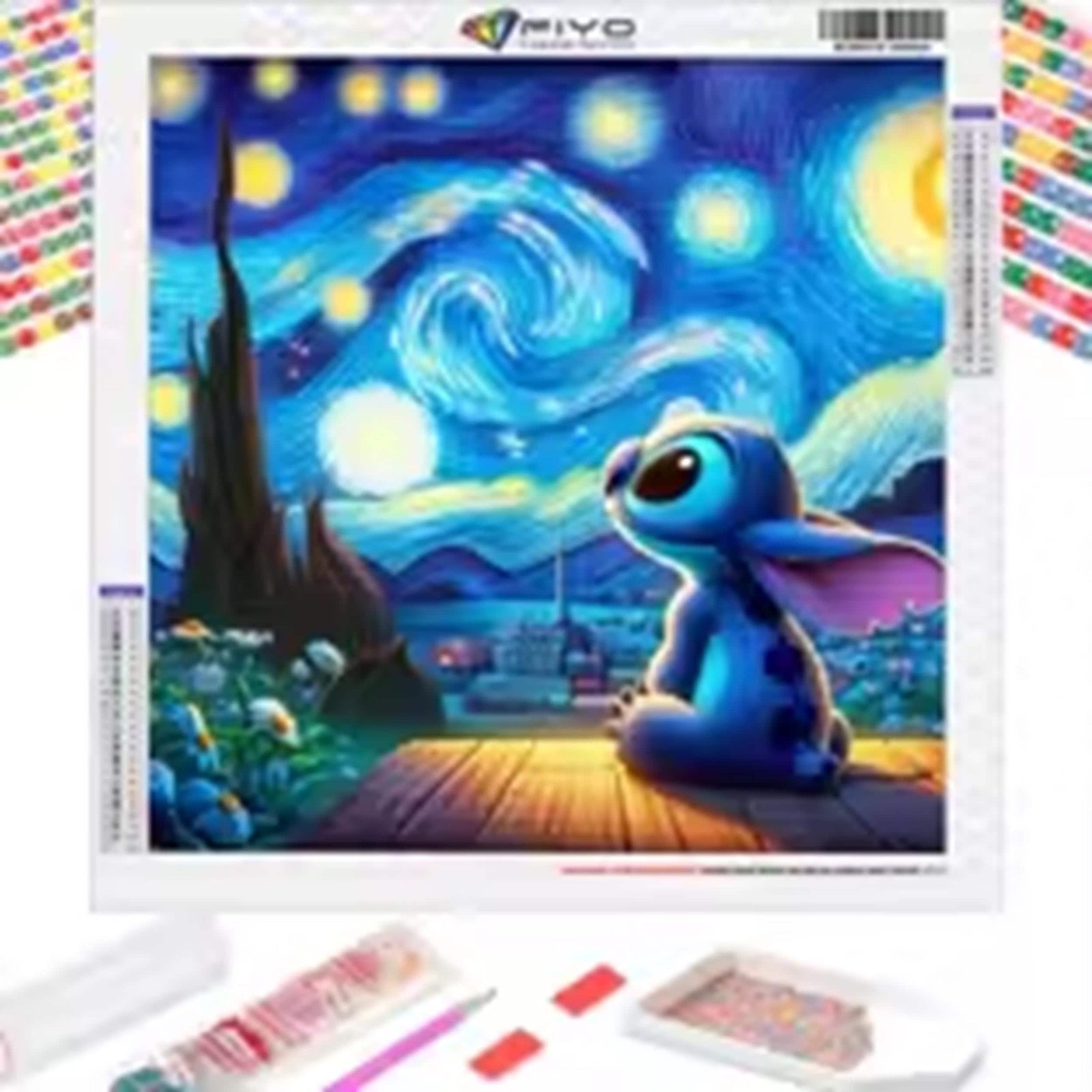 Cute Stitch Under Starry Night | DIY Sparkling Mosaic Craft | Whimsical ...